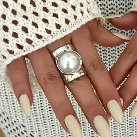 Private Label | Jewelry | New Modernist Hammered Silver And Pearl ...